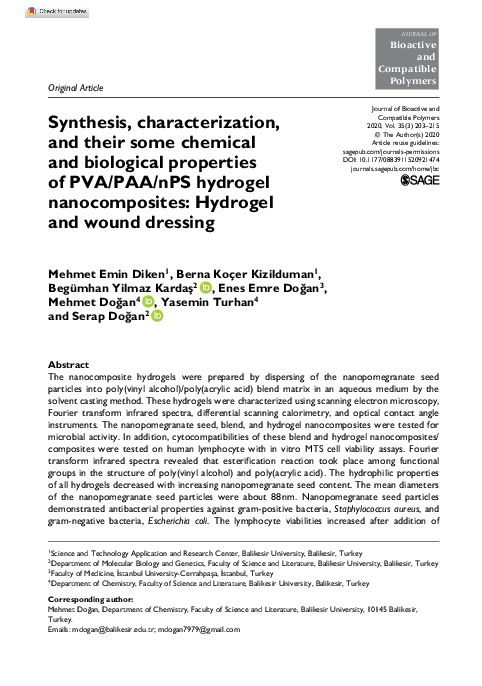 (PDF) Synthesis, characterization, and their some chemical and ...