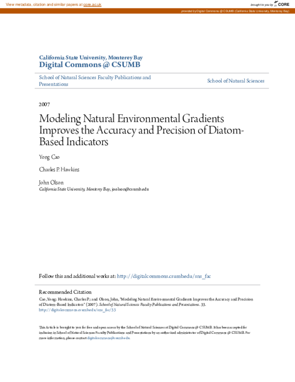 (PDF) Modeling natural environmental gradients improves the accuracy ...