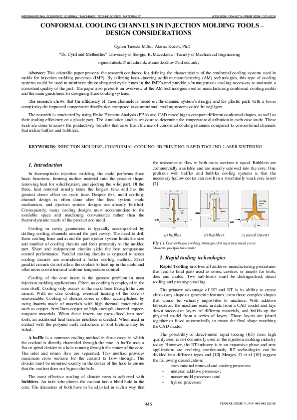 (PDF) Conformal Cooling Channels in Injection Molding Tools – Design ...