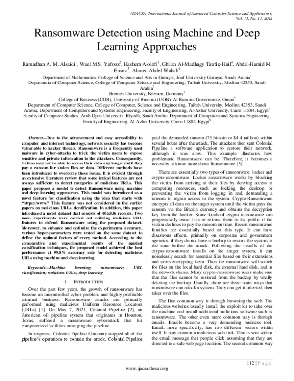 Pdf Ransomware Detection Using Machine And Deep Learning Approaches