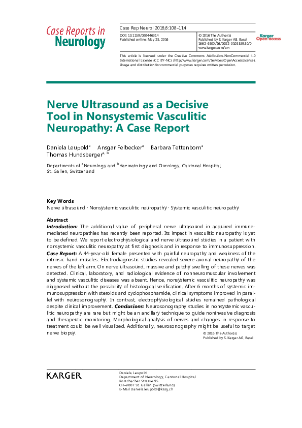 (PDF) Nerve Ultrasound as a Decisive Tool in Nonsystemic Vasculitic ...