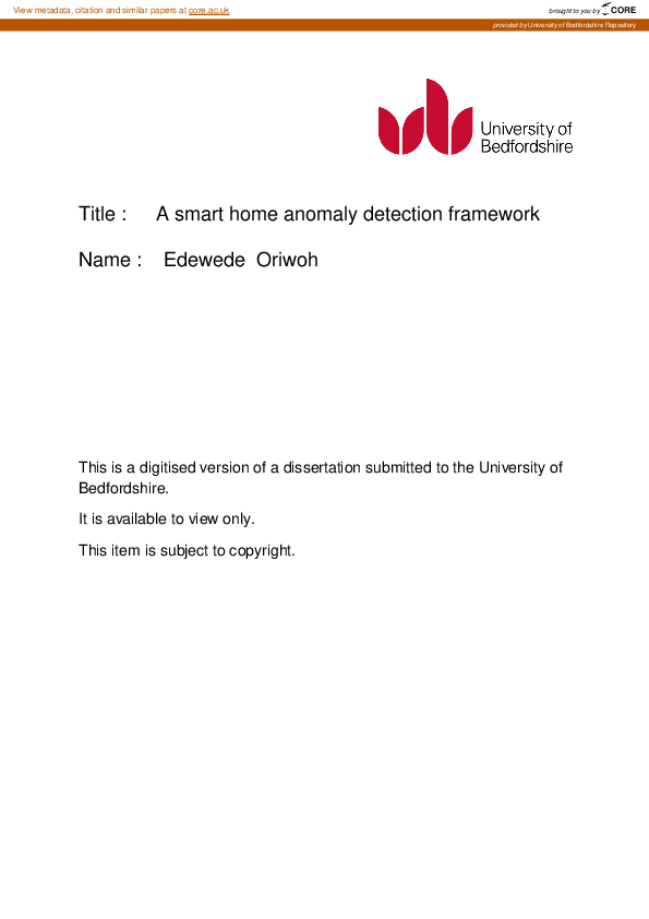 (PDF) A smart home anomaly detection framework