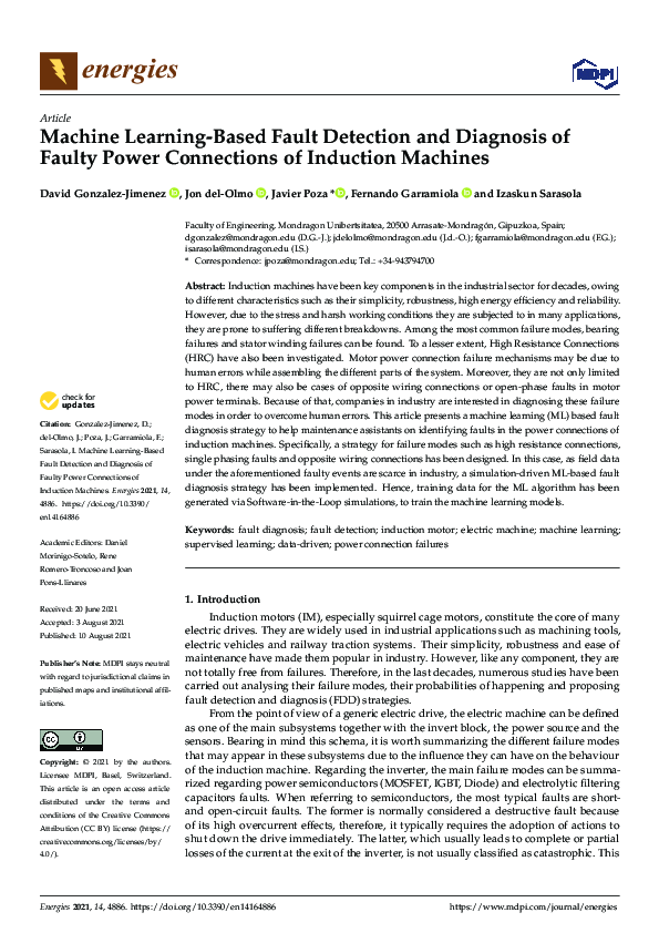 (PDF) Machine Learning-Based Fault Detection and Diagnosis of Faulty Power Connections of ...