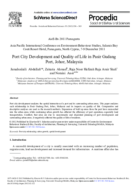 (PDF) Port City Development and Quality of Life in Pasir Gudang Port ...