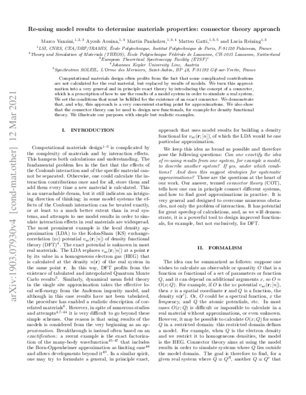 (PDF) Re-using model results to determine materials properties: connector theory approach