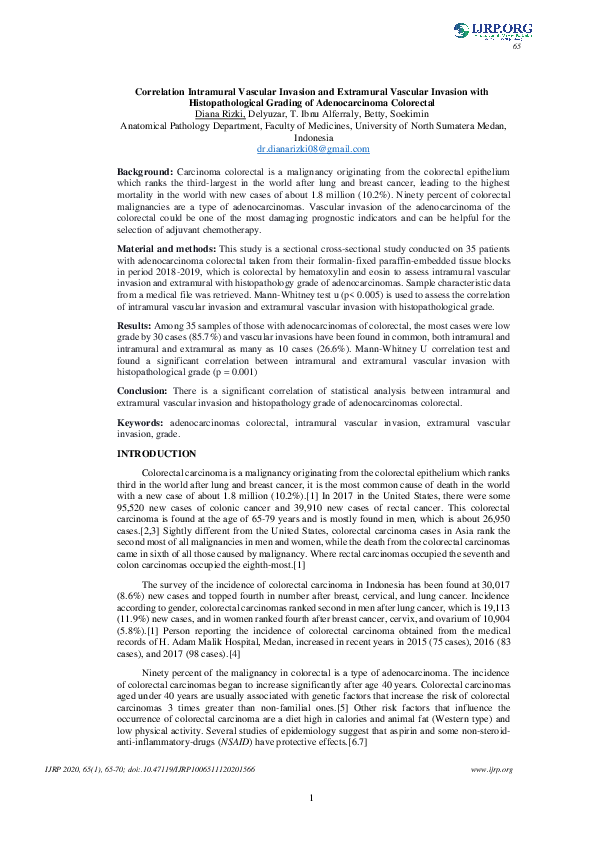 (PDF) Correlation Intramural Vascular Invasion and Extramural Vascular ...