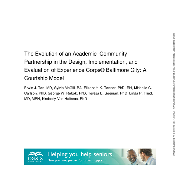 (PDF) The Evolution of an Academic-Community Partnership in the Design ...