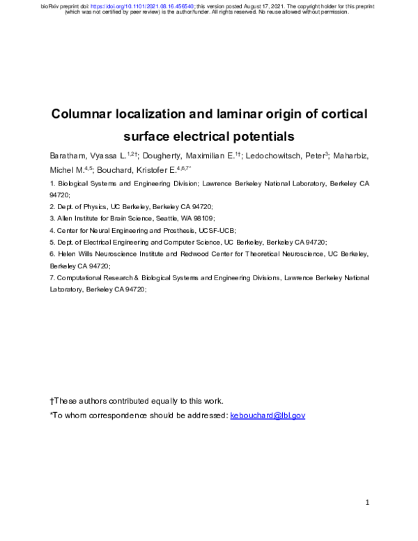 (PDF) Columnar localization and laminar origin of cortical surface ...