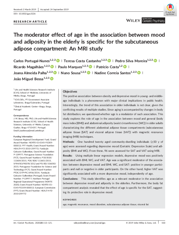 (PDF) The moderator effect of age in the association between mood and ...