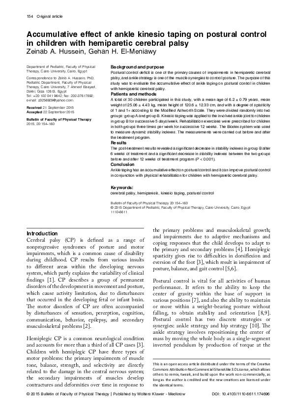 (PDF) Accumulative effect of ankle kinesio taping on postural control ...