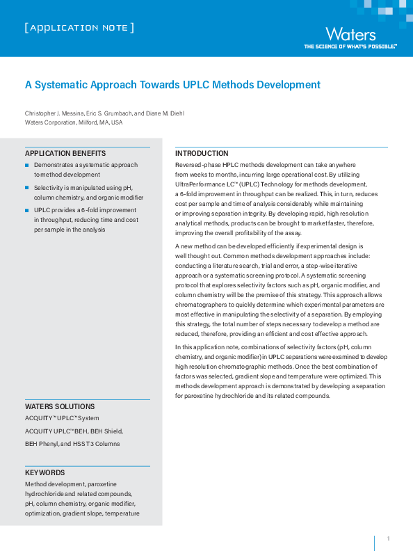 (PDF) A Systematic Approach Towards UPLC Methods Development | eric ...