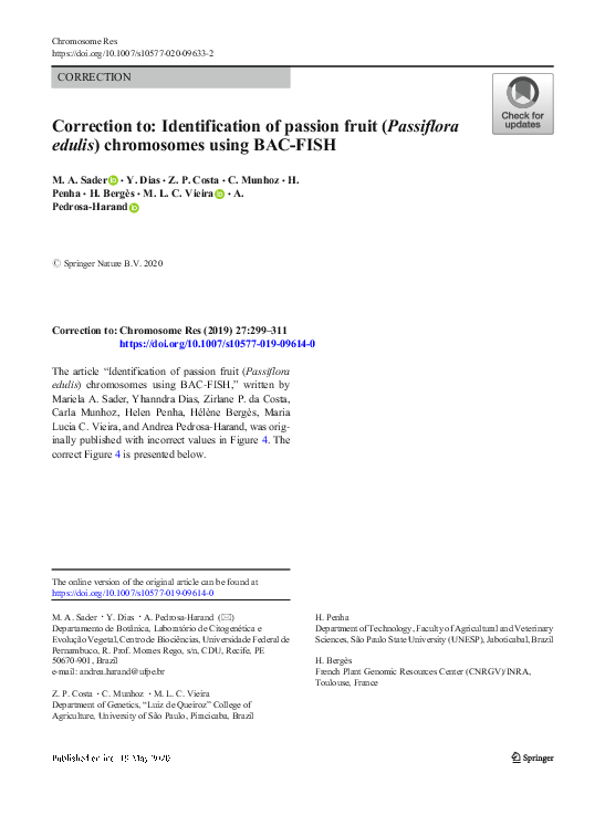 (PDF) Correction to: Identification of passion fruit (Passiflora edulis) chromosomes using BAC ...