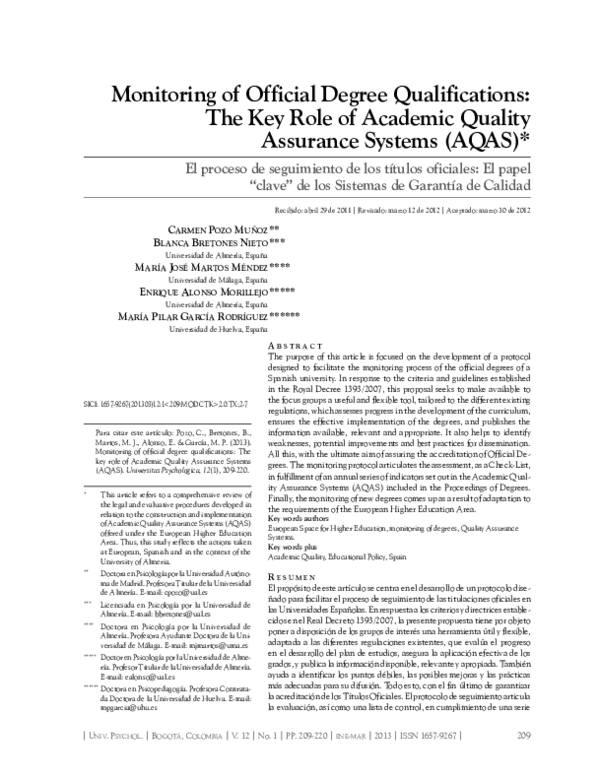 (PDF) Monitoring of Official Degree Qualifications: The Key Role of ...