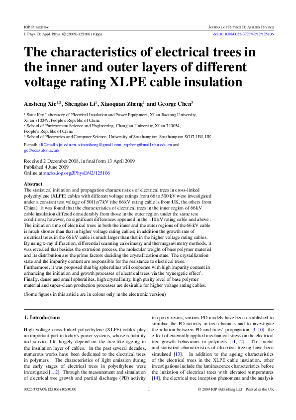 (PDF) The characteristics of electrical trees in the inner and outer ...