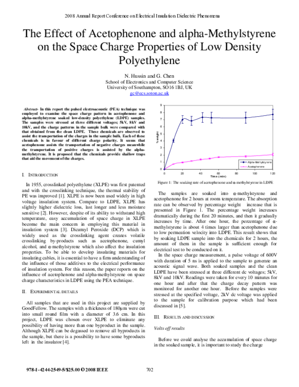 (PDF) Effects of Acetophenone and alpha-Methylstyrene on LDPE Charge