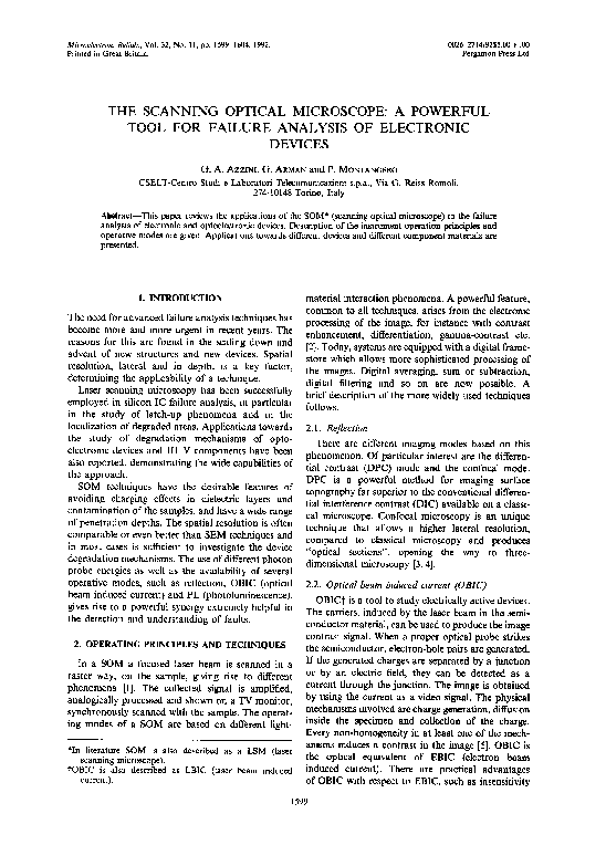 (PDF) The scanning optical microscope: A powerful tool for failure analysis of electronic devices