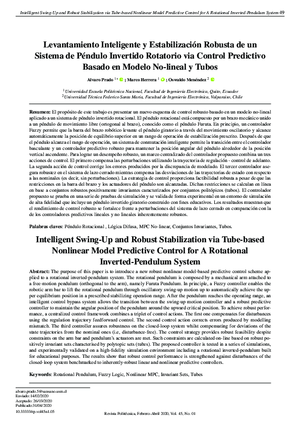 (PDF) Intelligent Swing-Up and Robust Stabilization via Tube-based Nonlinear Model Predictive ...