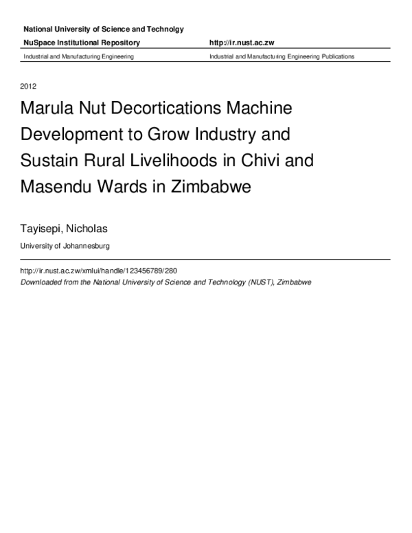 (PDF) Marula Nut Decortications Machine Development to Grow Industry ...