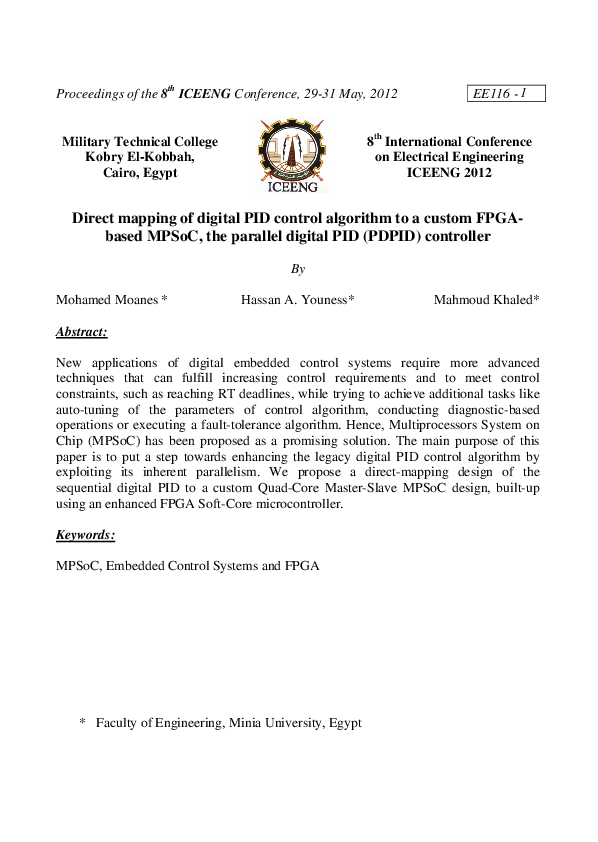 (PDF) Direct mapping of digital PID control algorithm to a custom ...