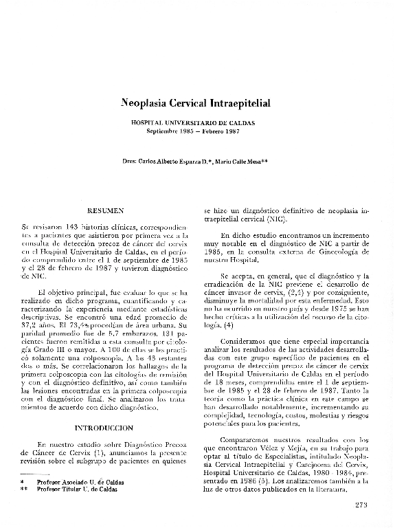 (PDF) Neoplasia cervical intraepitelial