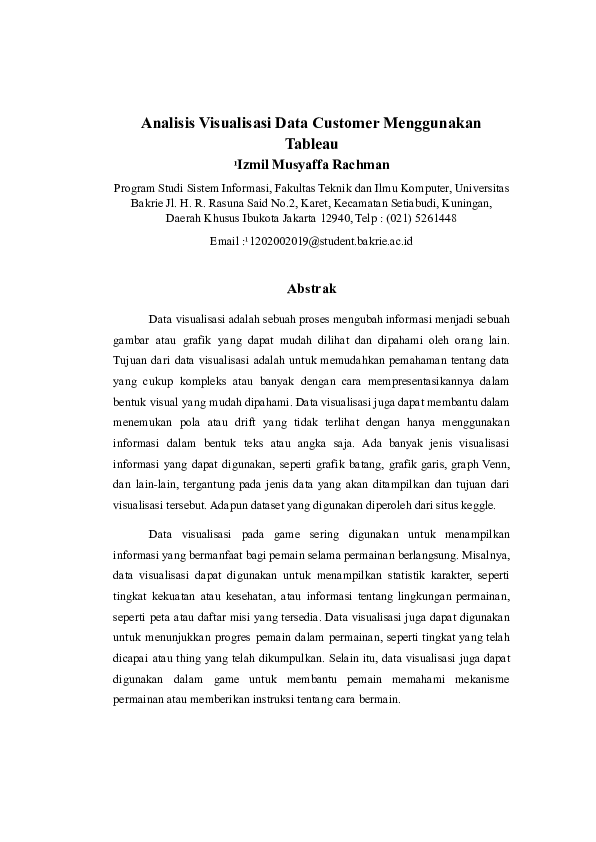 (PDF) Analisis Visualisasi Data Customer Menggunakan Tableau