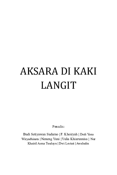 (PDF) BUKU ANTOLOGI AKSARA DIKAKI LANGIT