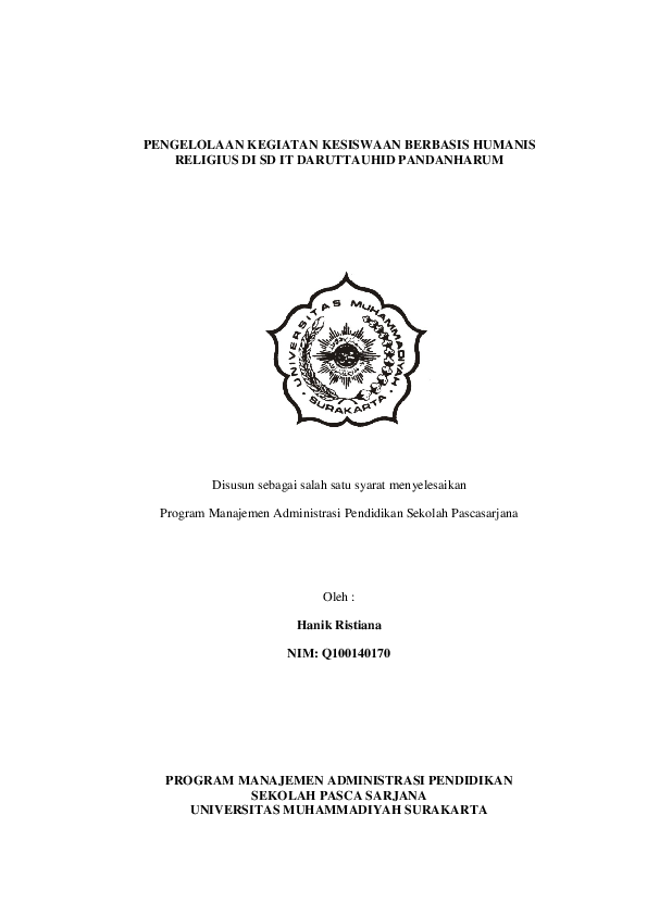 (PDF) Pengelolaan Kegiatan Kesiswaan Berbasis Humanis Religius di SD IT ...