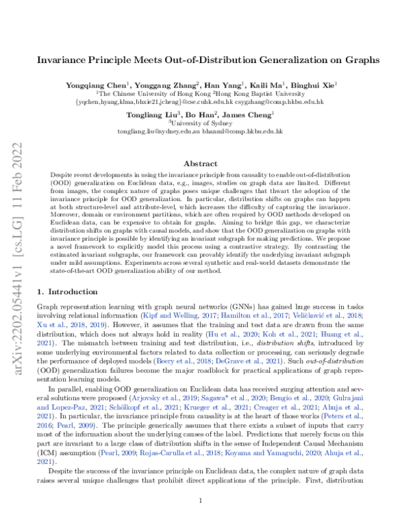 (PDF) Invariance Principle Meets Out-of-Distribution Generalization on Graphs