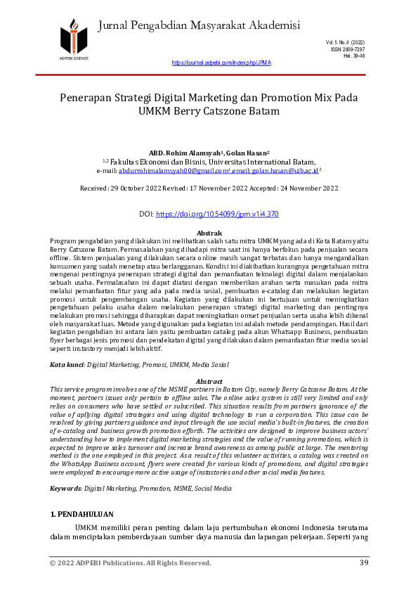 (PDF) Penerapan Strategi Digital Marketing dan Promotion Mix pada UMKM ...