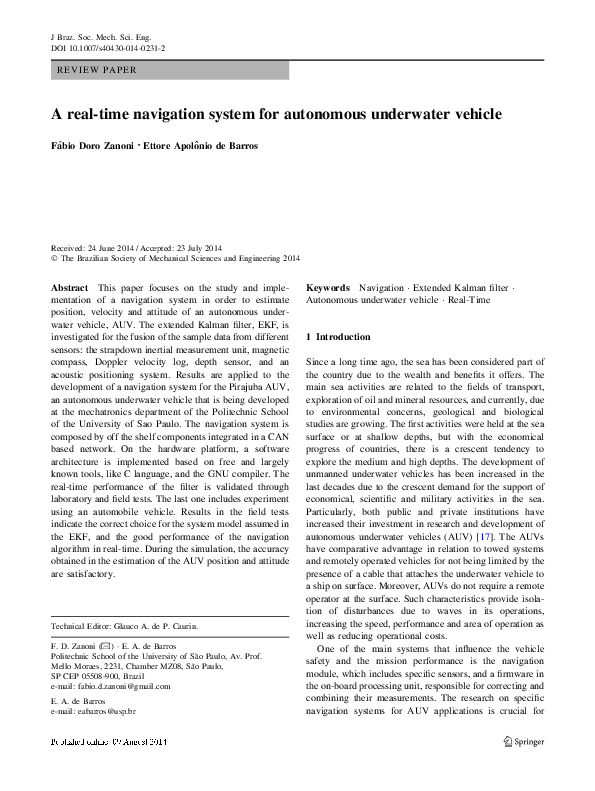 (PDF) A real-time navigation system for autonomous underwater vehicle