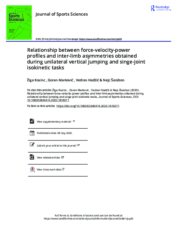 (PDF) Relationship between force-velocity-power profiles and inter-limb ...