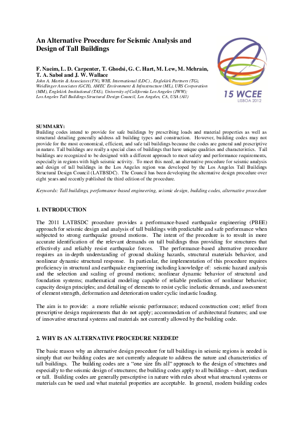 (PDF) An Alternative Procedure for Seismic Analysis and Design of Tall ...