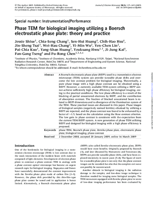 (PDF) Phase TEM for biological imaging utilizing a Boersch ...
