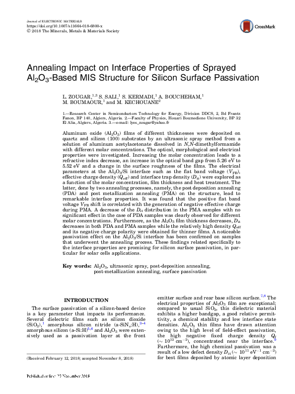 (PDF) Annealing Impact on Interface Properties of Sprayed Al2O3-Based MIS Structure for Silicon ...