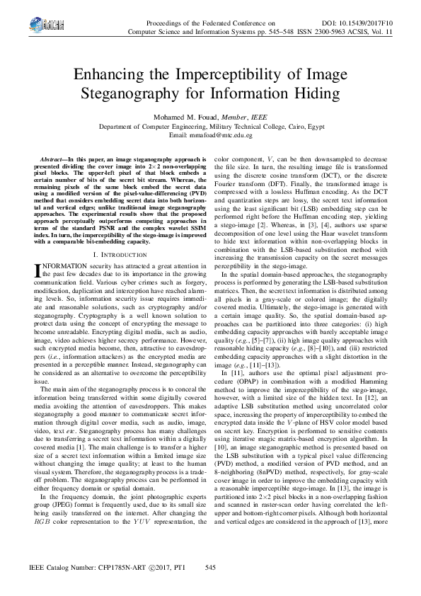 (PDF) Enhancing the Imperceptibility of Image Steganography for ...