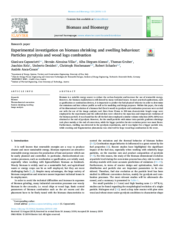 (PDF) Experimental investigation on biomass shrinking and swelling ...