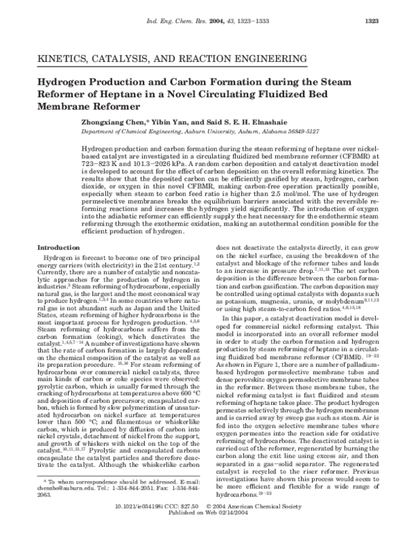 (PDF) Hydrogen Production and Carbon Formation during the Steam ...