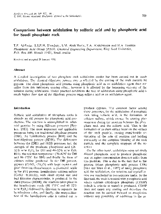 (PDF) Comparison between acidulation by sulfuric acid and by phosphoric ...