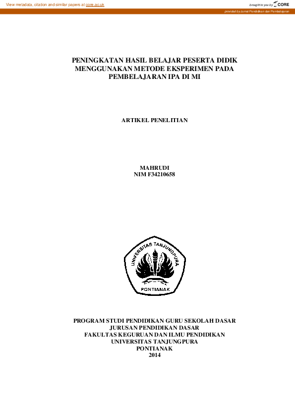 (PDF) Peningkatan Hasil Belajar Peserta Didik Menggunakan Metode Eksperimen Pada Pembelajaran ...