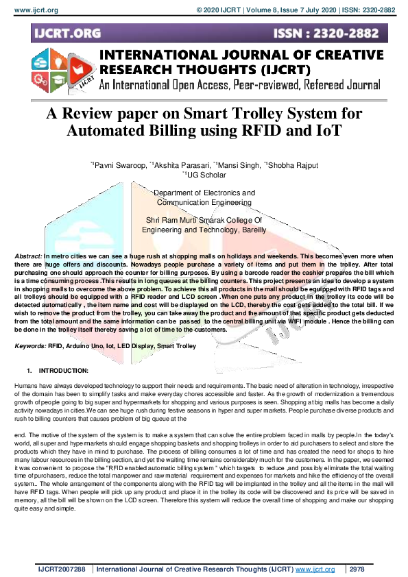 (PDF) A Review paper on Smart Trolley System for Automated Billing ...