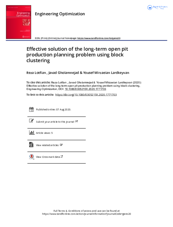 Pdf Effective Solution Of The Long Term Open Pit Production Planning Problem Using Block