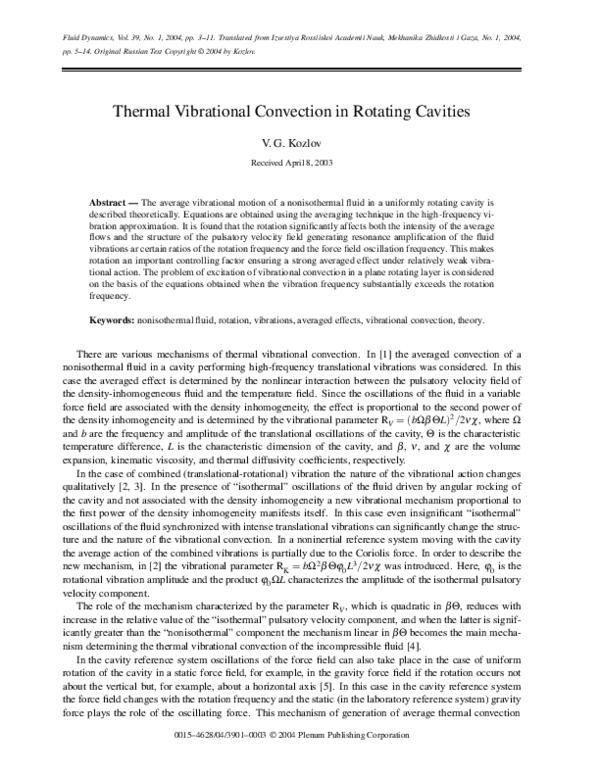 (PDF) Thermal Vibrational Convection in Rotating Cavities