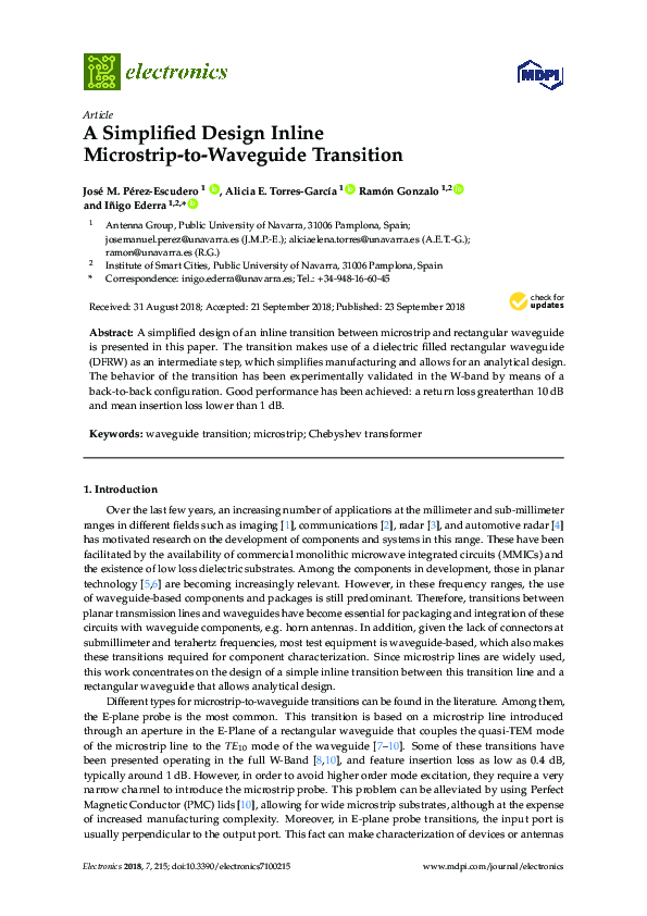 Pdf A Simplified Design Inline Microstrip To Waveguide Transition