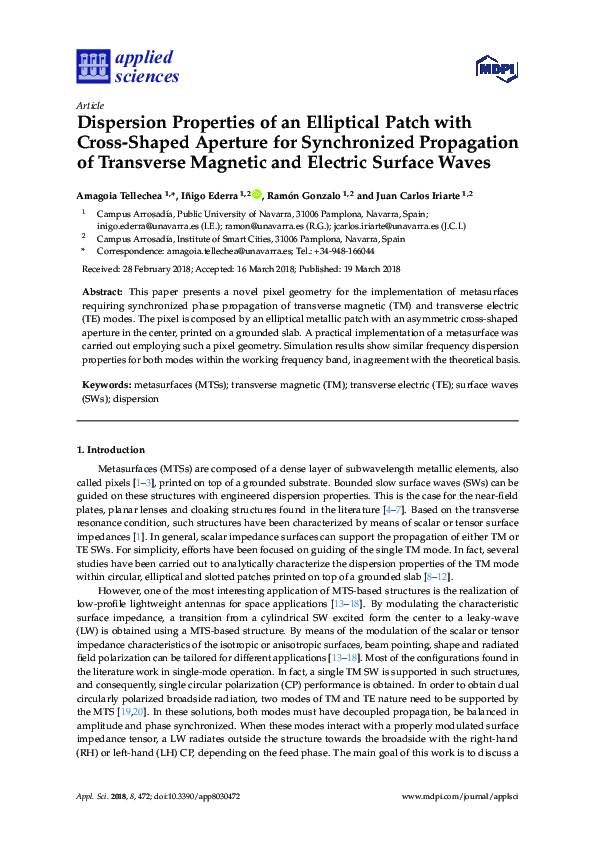 (PDF) Dispersion Properties of an Elliptical Patch with Cross-Shaped ...