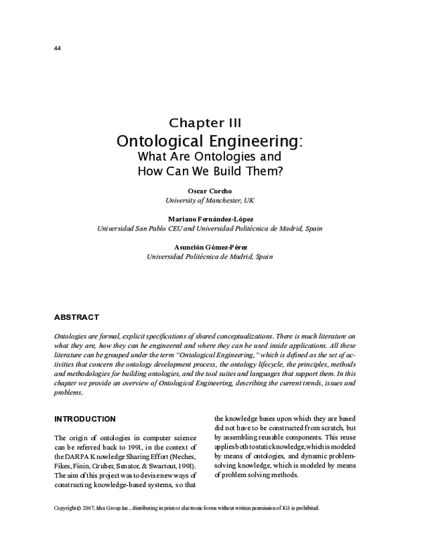 (PDF) Ontological Engineering