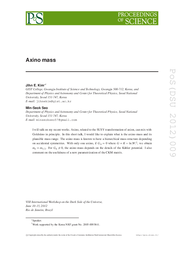 (PDF) Axino mass