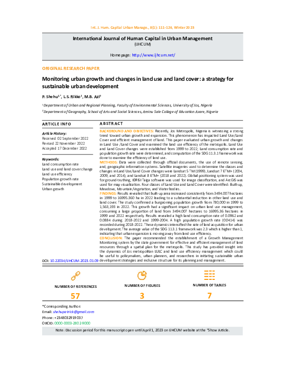 (PDF) Monitoring urban growth and changes in land use and land cover: a ...