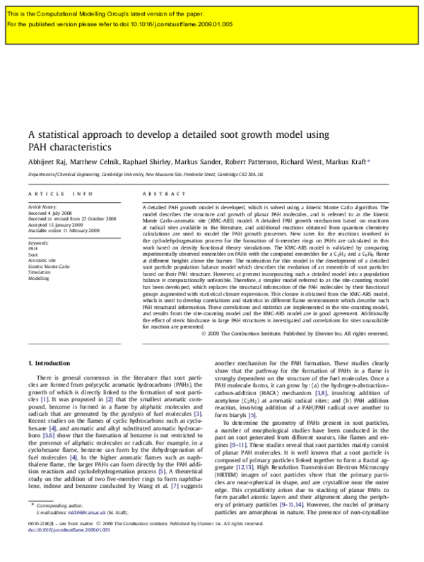 (PDF) A statistical approach to develop a detailed soot growth model ...