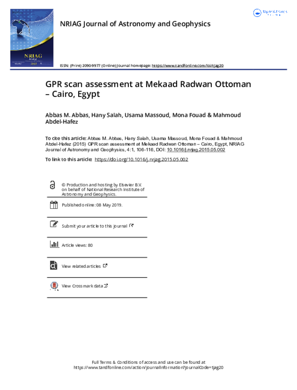 (PDF) GPR scan assessment at Mekaad Radwan Ottoman – Cairo, Egypt