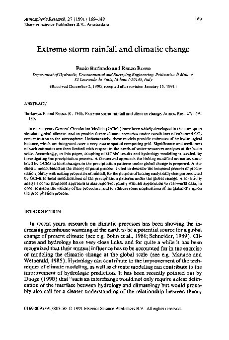 (PDF) Extreme storm rainfall and climatic change